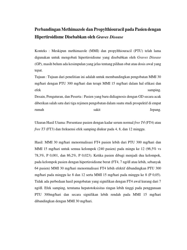 Perbandingan MMI dan PTU untuk Hipertiroid | PDF