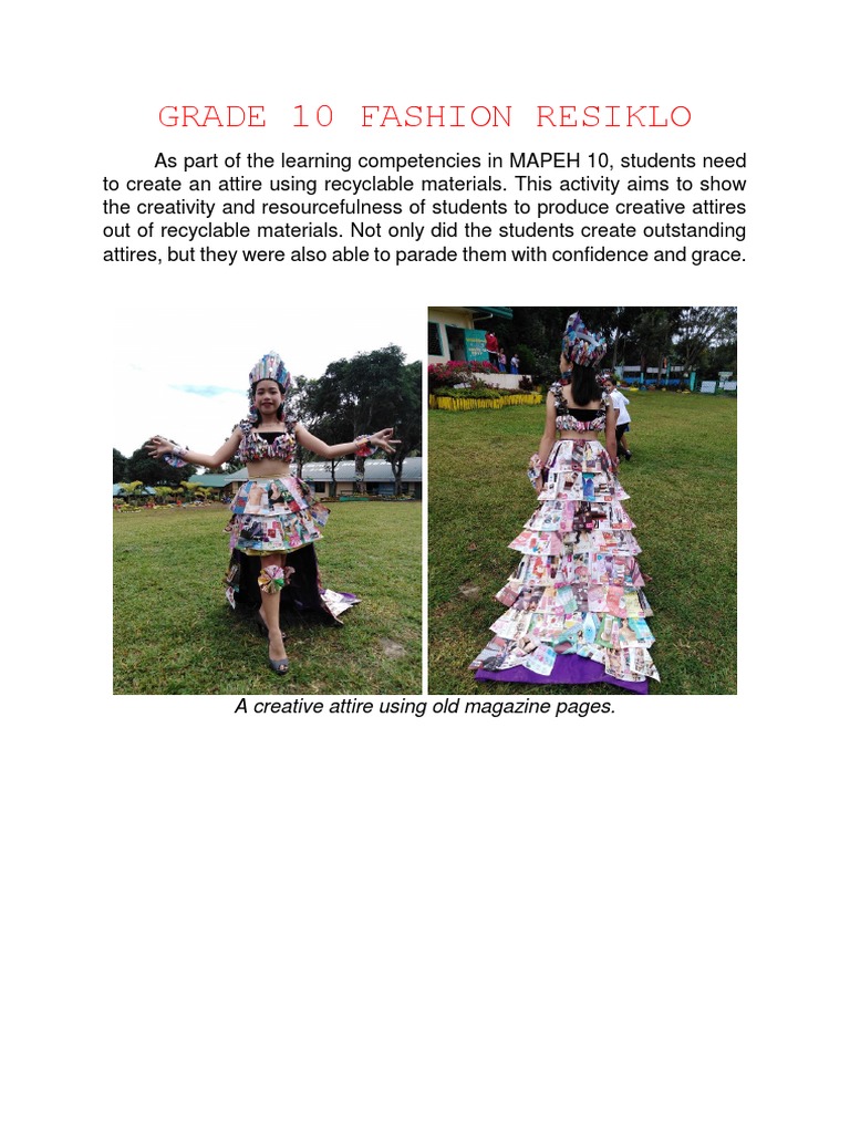 Grade 10 Fashion Resiklo | PDF | Lifestyle