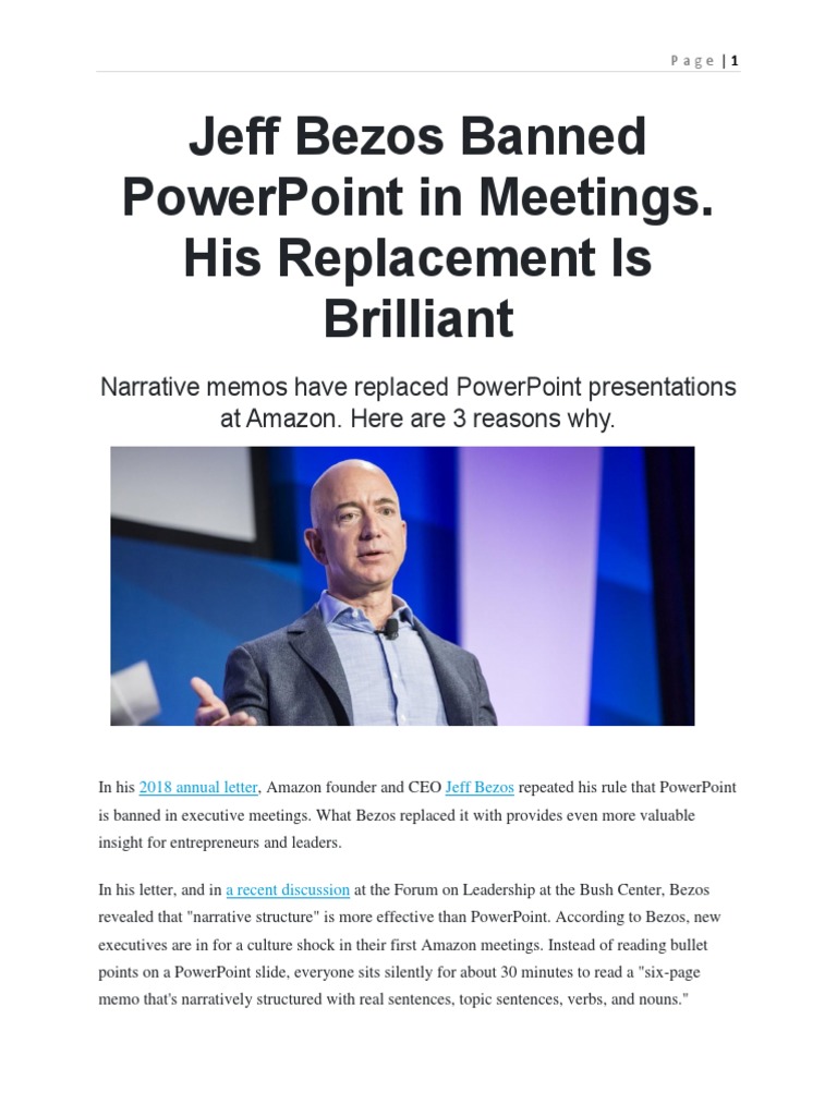 Jeff Bezos Banned PowerPoint in Meetings | PDF | Logos | Microsoft ...