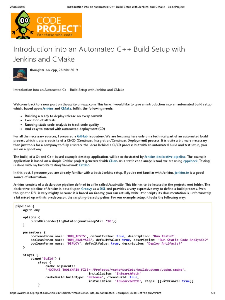 Introduction Into An Automated C++ Build Setup With Jenkins and CMake - CodeProject | PDF ...