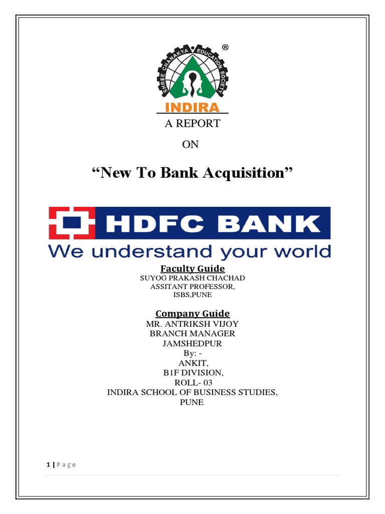 HDFC Bank Report | PDF | Banks | Sales