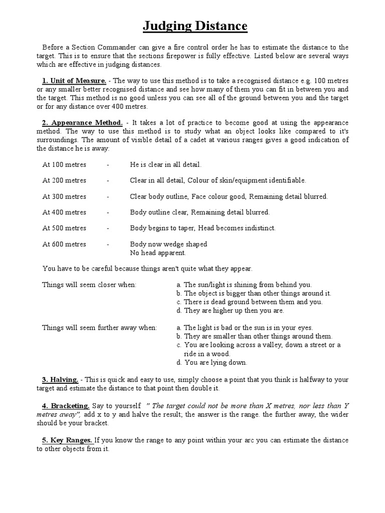 Judging Distance: Metres Away", Add X To y and Halve The Result The ...