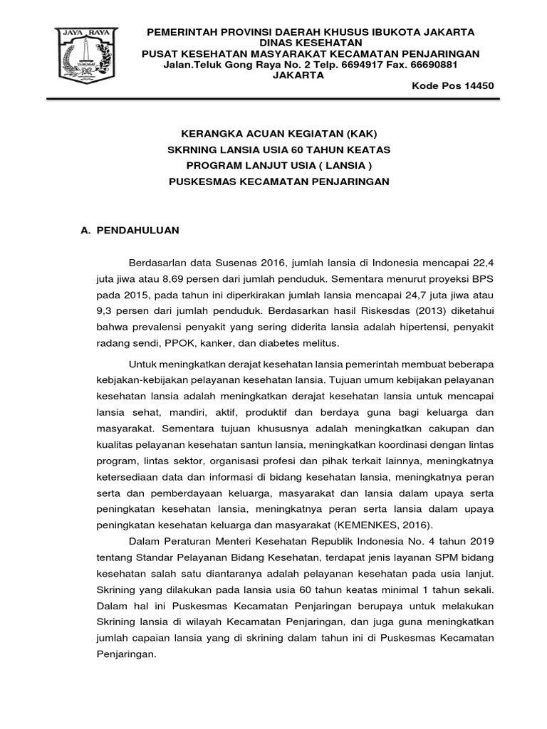 Kak Skrining Lansia | PDF
