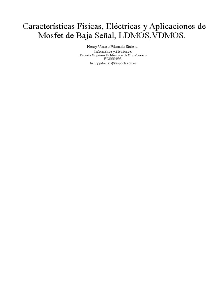 Vdmos, Ldmos | PDF | Mosfet | Transistor
