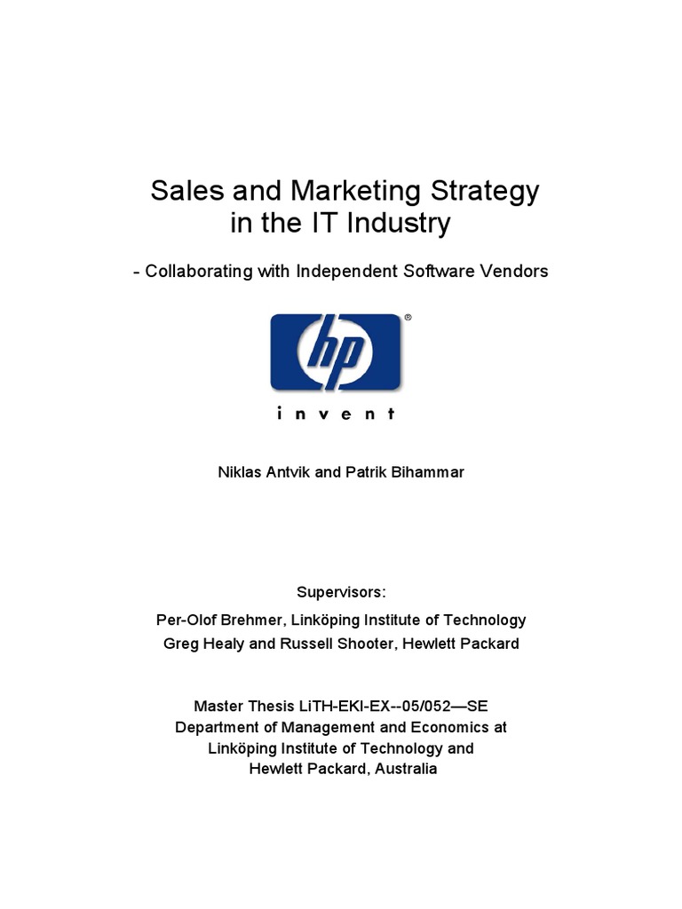 Fulltext01 PDF | PDF | Hewlett Packard | Marketing Strategy