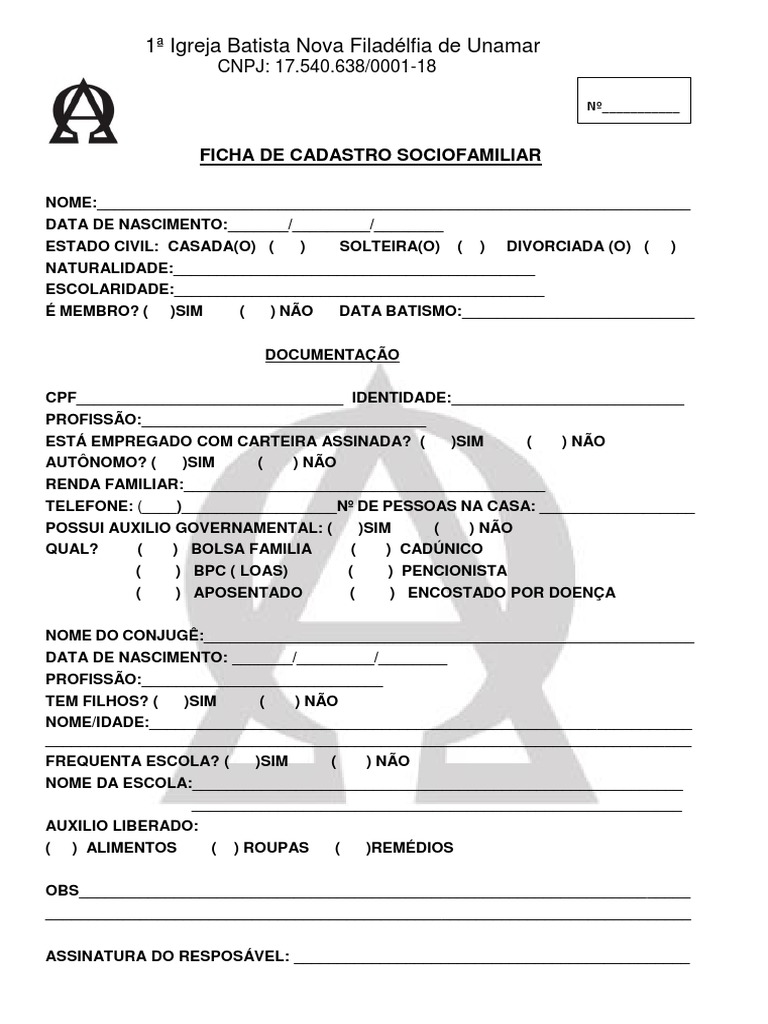 Ficha de Cadastro Social | PDF | Bem-estar | Médico