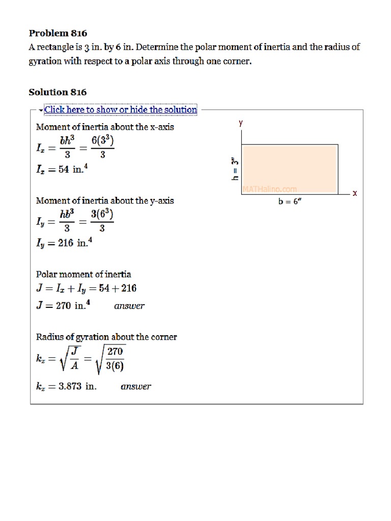 Moment of Inertia Problem Solve | PDF