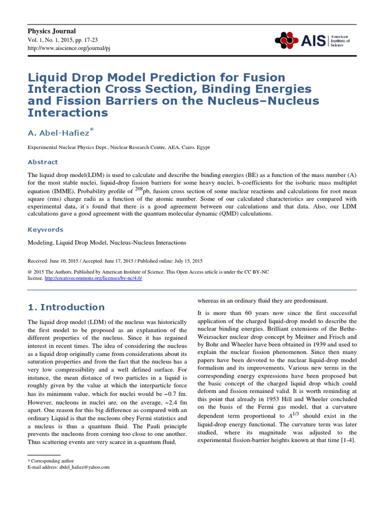 Liquid Drop Model Prediction For Fusion Interaction Cross Section ...