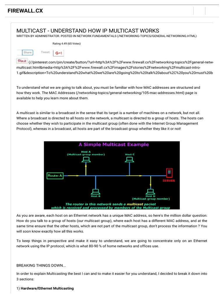 Multicast - Understand How IP Multicast Works | PDF | Multicast | Internet Protocol Suite