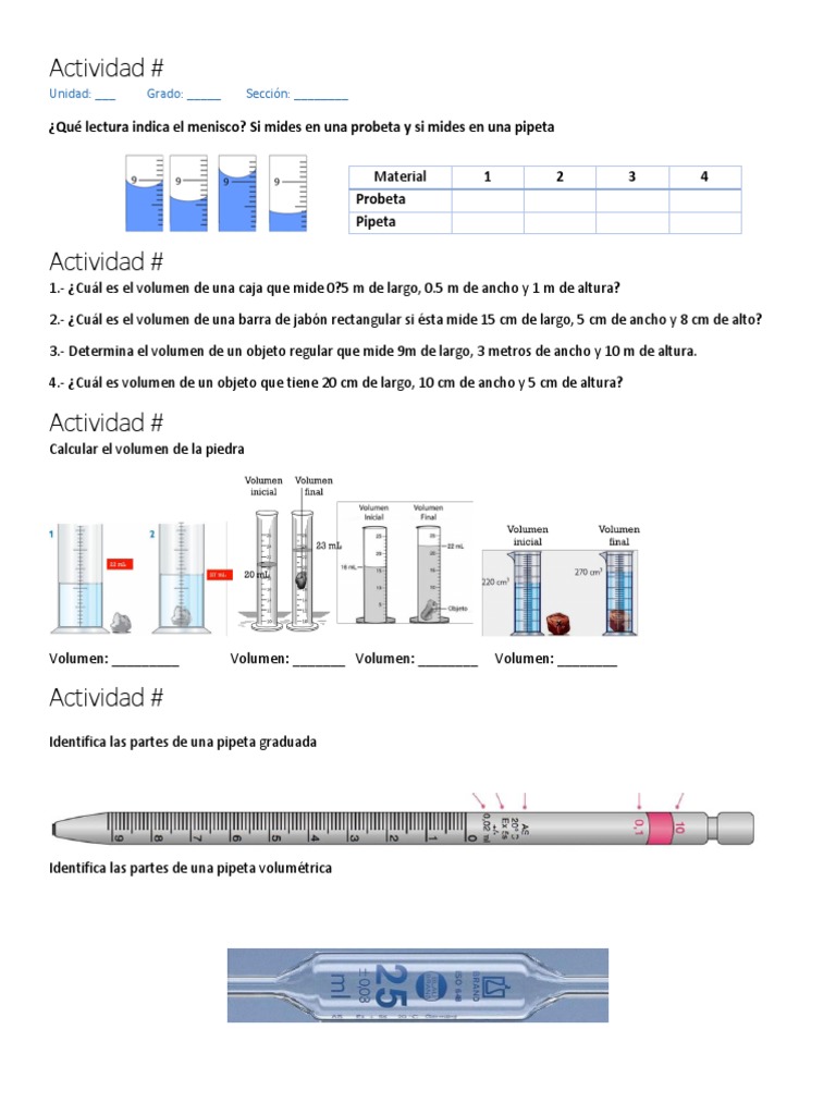 Actividad Menisco | PDF | Volumen | Equipo de laboratorio