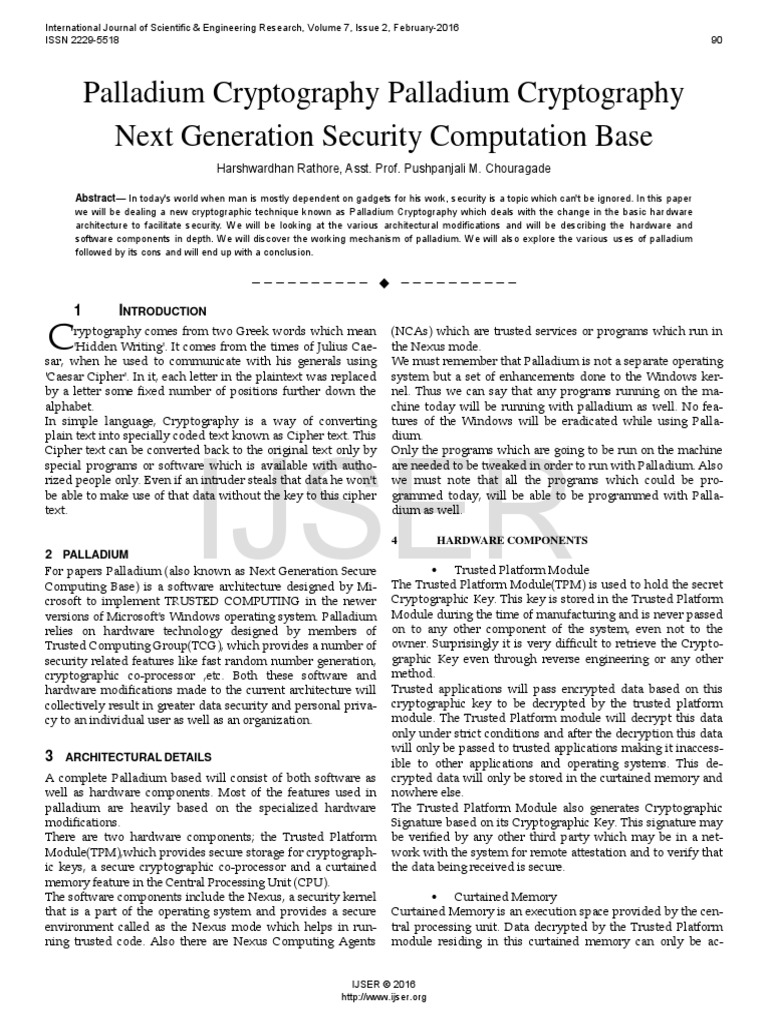 Palladium Cryptography Palladium Cryptography Next Generation Security Computation Base | PDF ...
