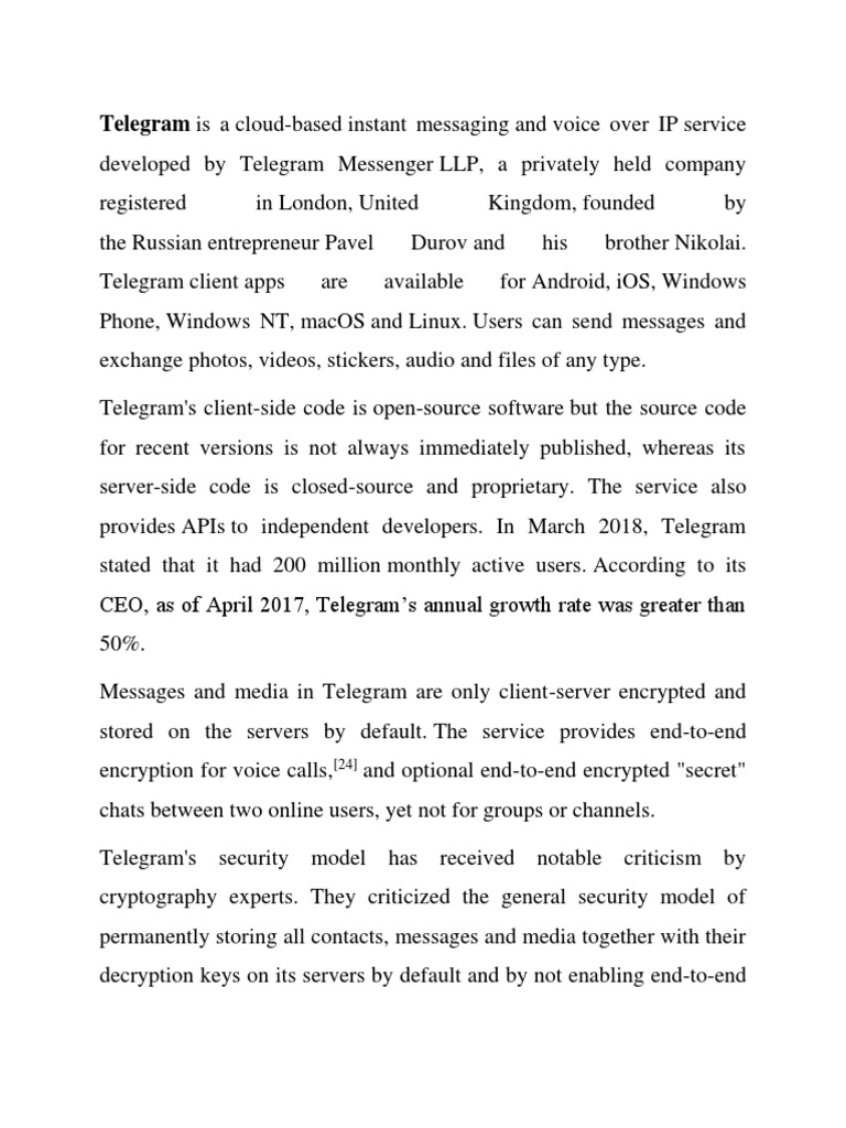 Telegram Is A Cloud-Based Instant Messaging and Voice Over IP Service ...