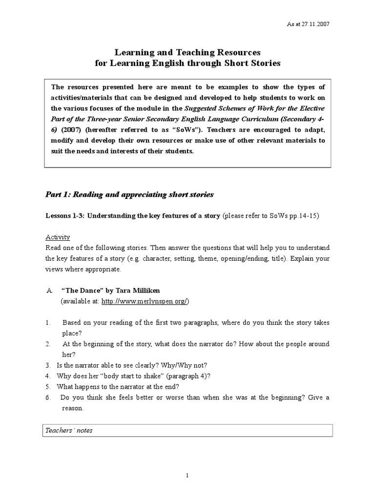 English Learning via Short Stories | PDF | Narration | Teachers