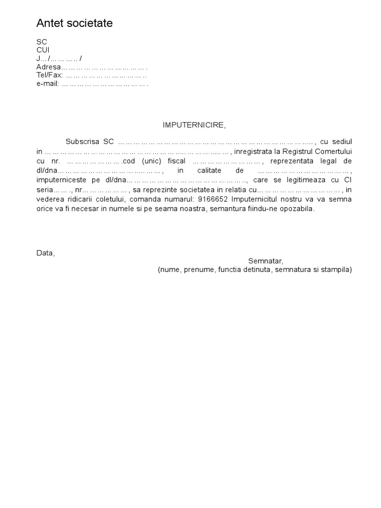 Model Imputernicire GTRX | PDF