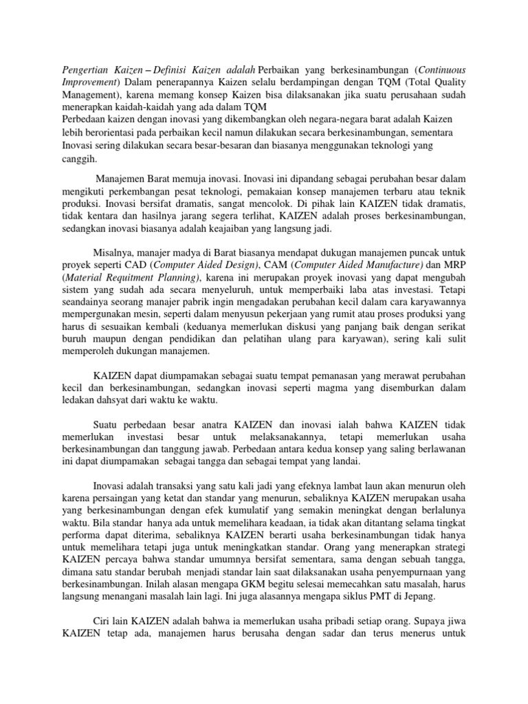 Definisi dan Konsep Kaizen | PDF | Bisnis