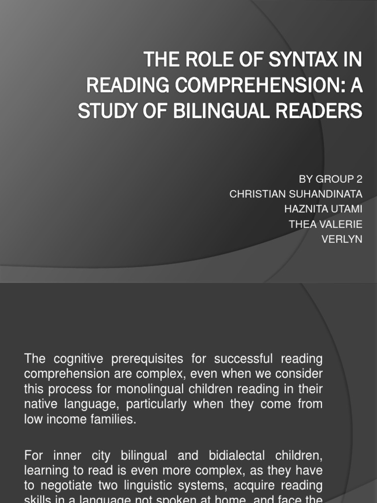 The Role of Syntax in Reading Comprehension | PDF | Reading (Process ...