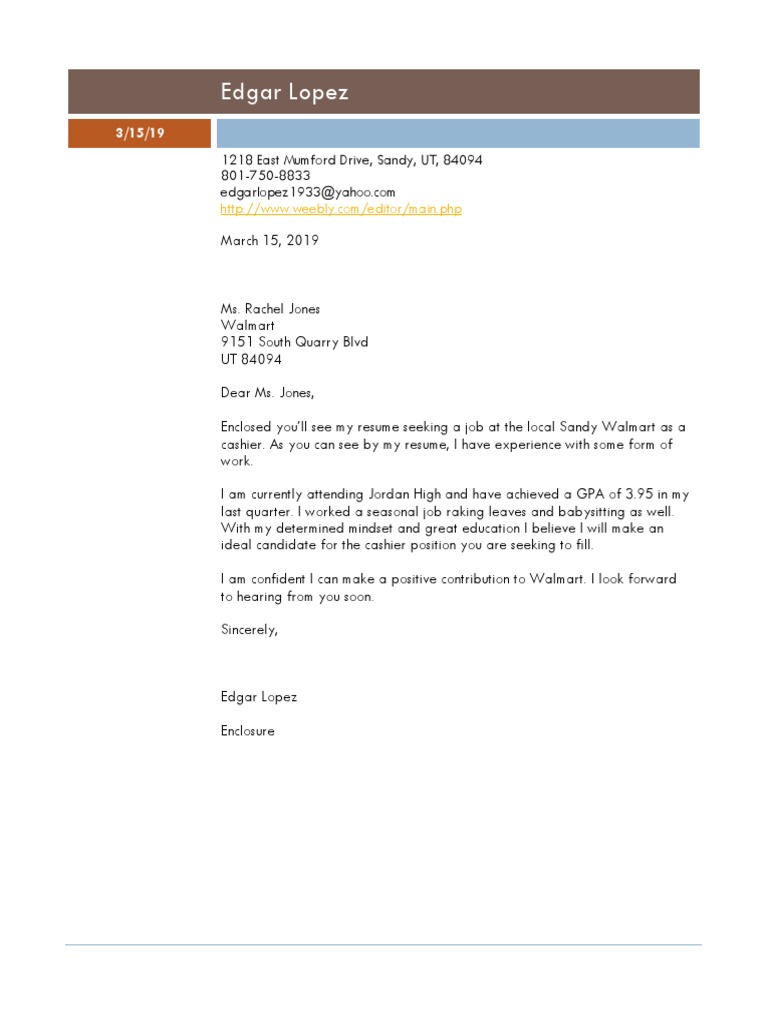 Job Application for Walmart Cashier Position | PDF