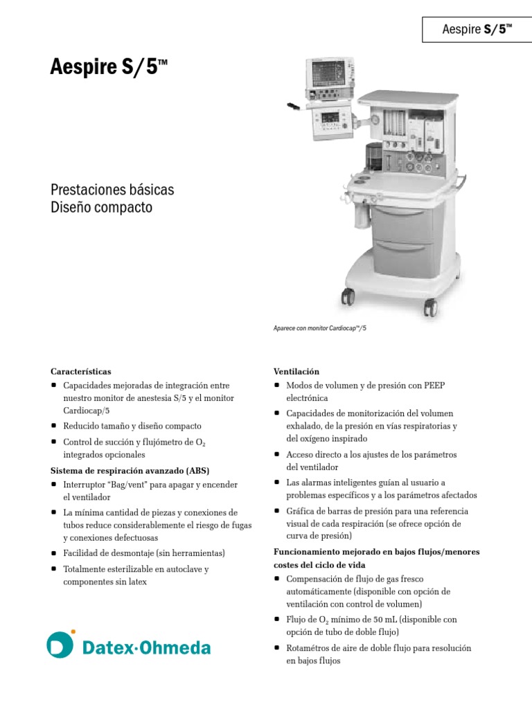 Aespire s/5 Caracteristicas | PDF | Sistema respiratorio | Gases