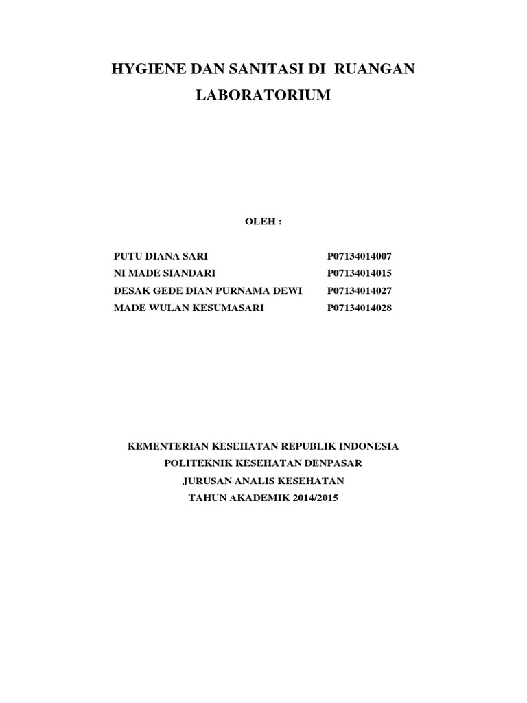 Hygiene Dan Sanitasi Di Ruangan Laboratorium | PDF