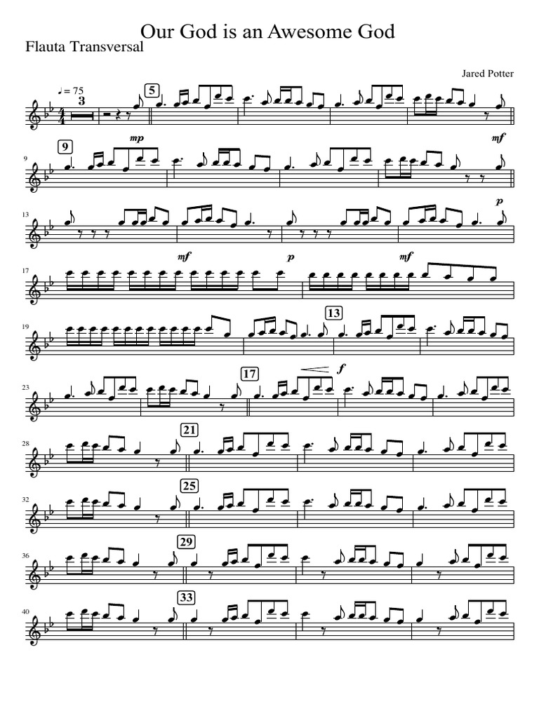 Our God Is An Awesome God: Flauta Transversal | PDF