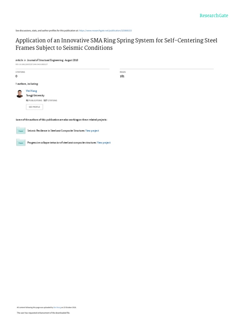 Application of An Innovative SMA Ring Spring System For Self-Centering ...