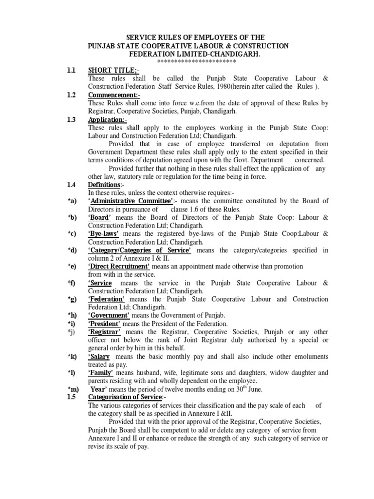 Employees Service Rules of Labourfed Punjab | PDF | Board Of Directors ...