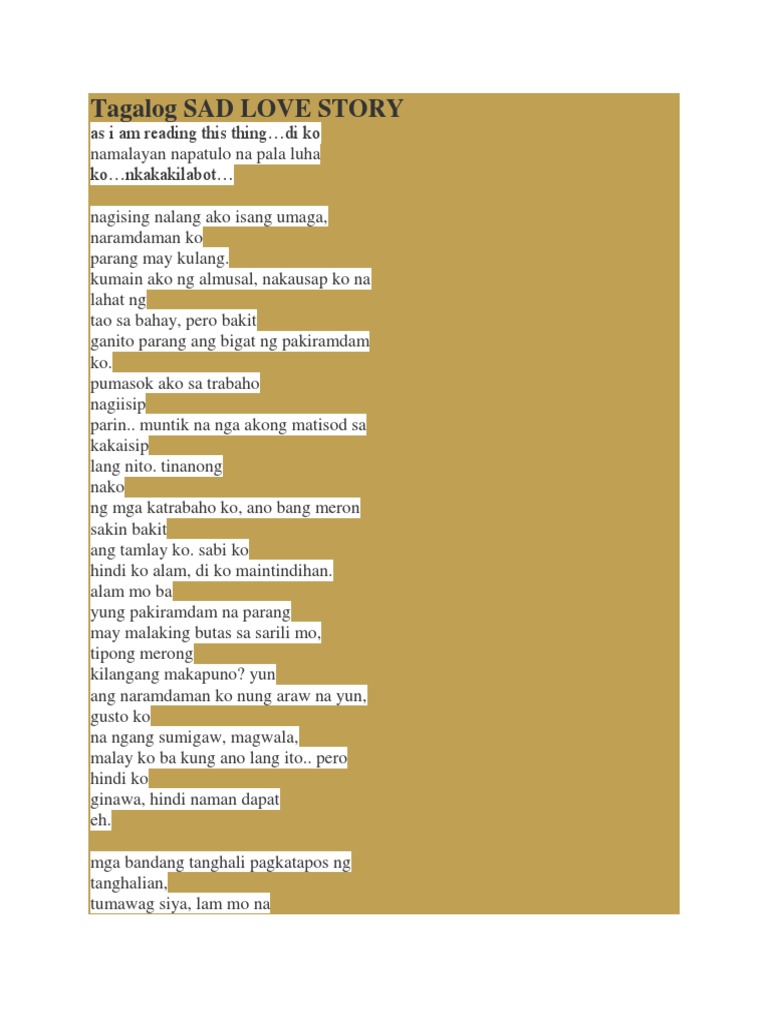 Tagalog SAD LOVE STORY | PDF