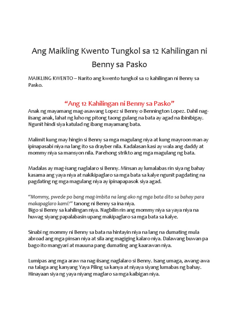 Kwentong Pang Bata Tagalog Mga Kwentong Pambata List | PDF