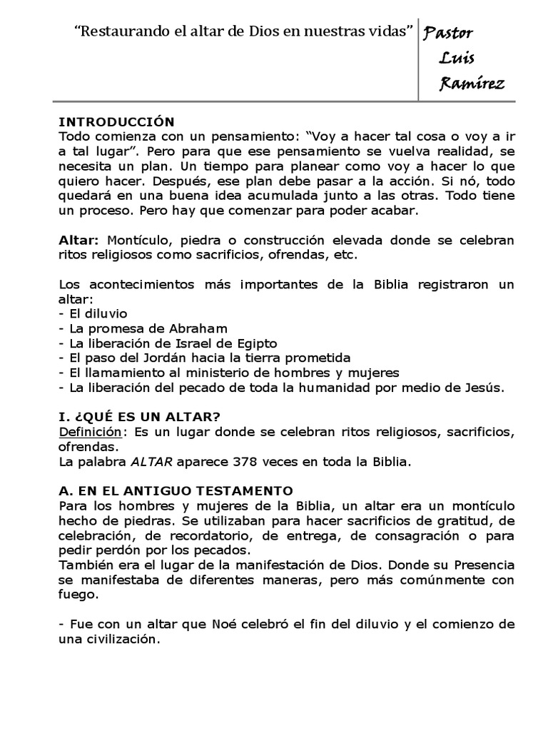 1 Restaurando El Altar Arruinado | PDF | Libros de reyes | Oración