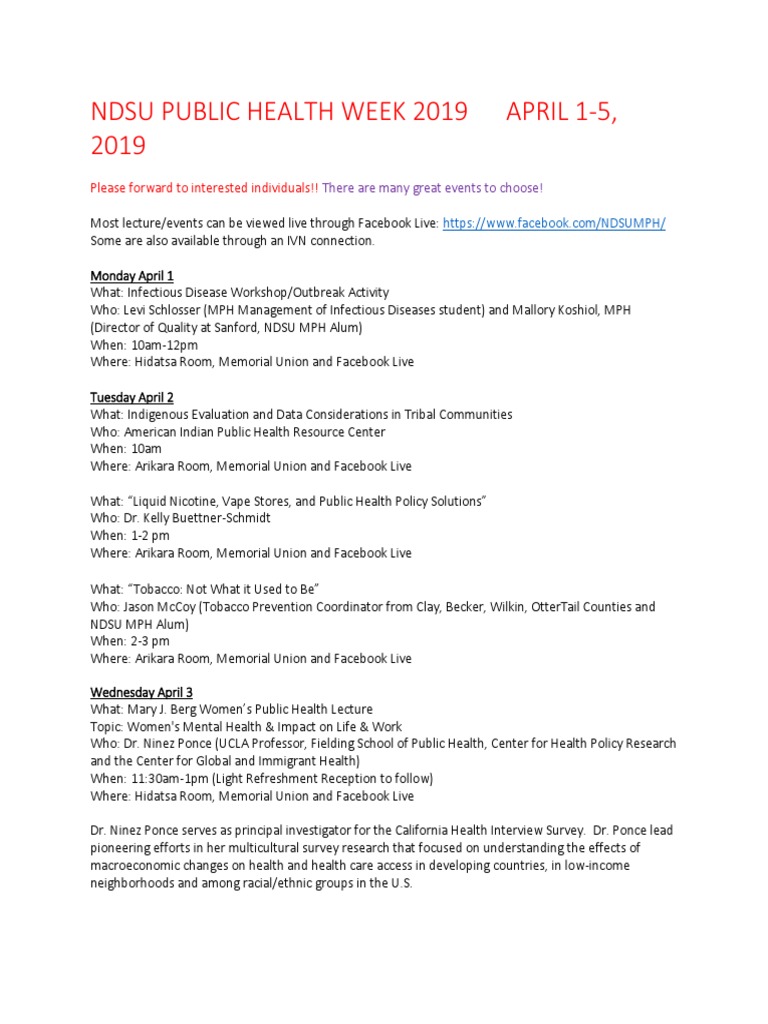 NDSU Public Health Week 2019 | PDF | Native Americans In The United ...