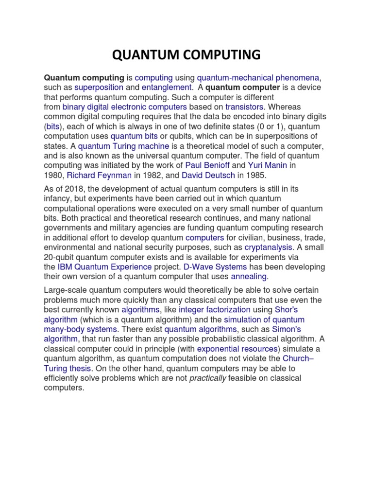 Quantum Computing | PDF | Quantum Computing | Quantum Entanglement Quantum Computing | PDF | Quantum Computing | Quantum Entanglement