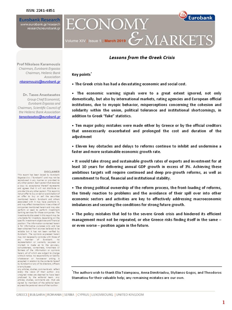 Economy & Markets - Lessons From The Greek Crisis - 26 March 2019 | PDF ...