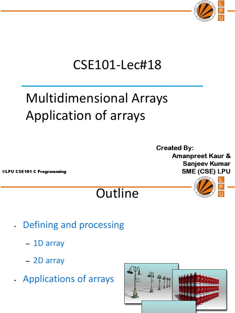 CSE101-Lec#18 Multidimensional Arrays Application of Arrays | PDF | Matrix (Mathematics) | C ...