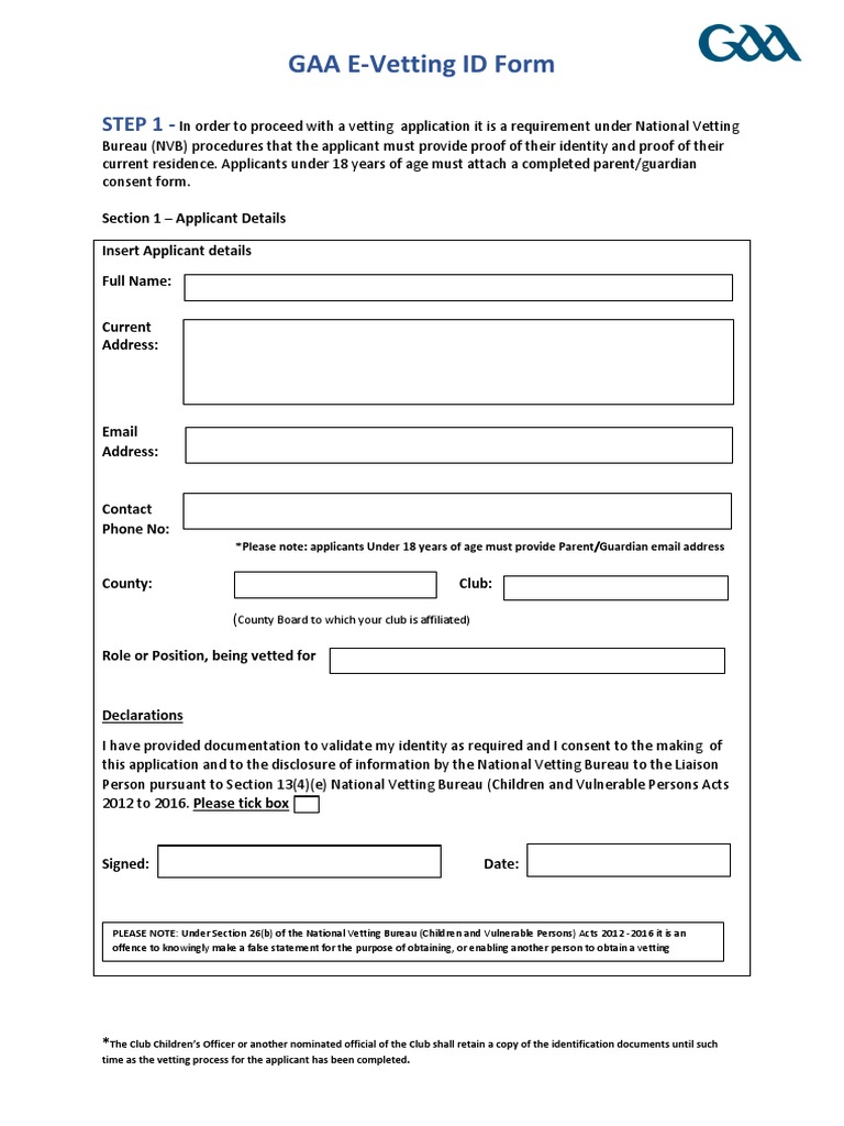 Gaa Vetting Form | PDF | Identity Document | Government And Personhood