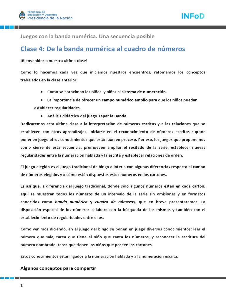 Banda Numérica para Niños en el Aula | PDF | Escritura | Conocimiento