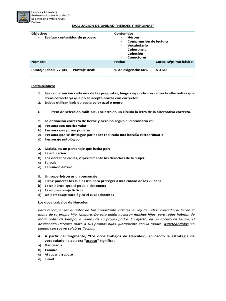 Evaluación Septimo Marzo | PDF | Narración Evaluación Septimo Marzo | PDF | Narración