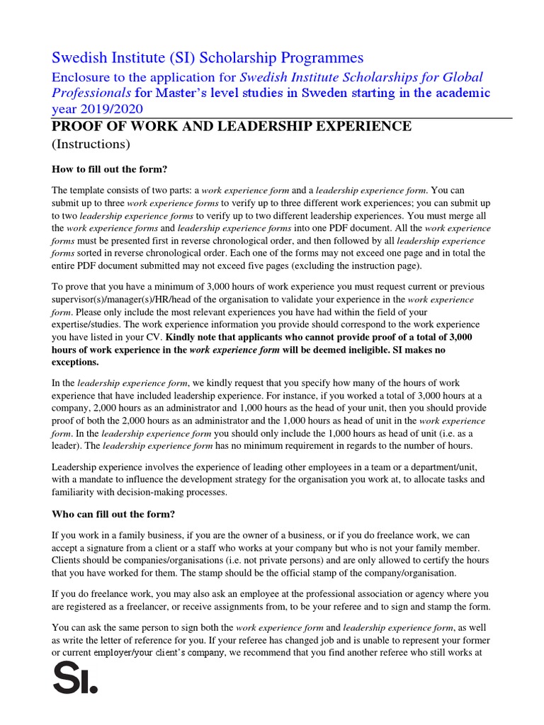 Proof of Work and Leadership Experience Form Sisgp 2019 2020 | PDF ...