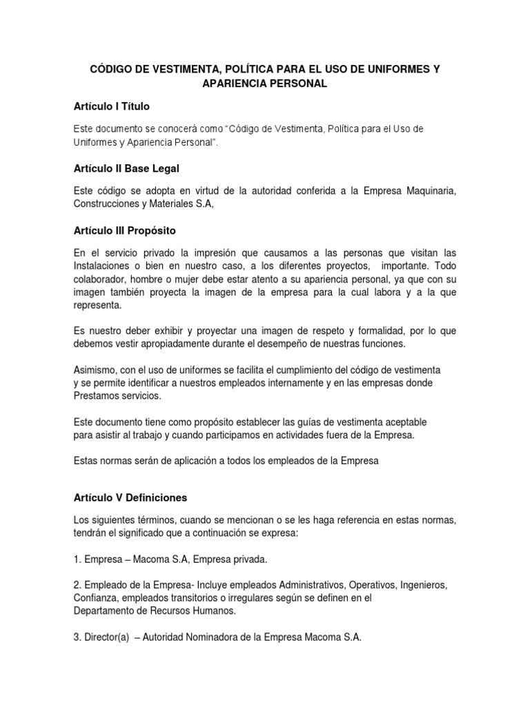 Código de Vestimenta | Camisa | Ropa