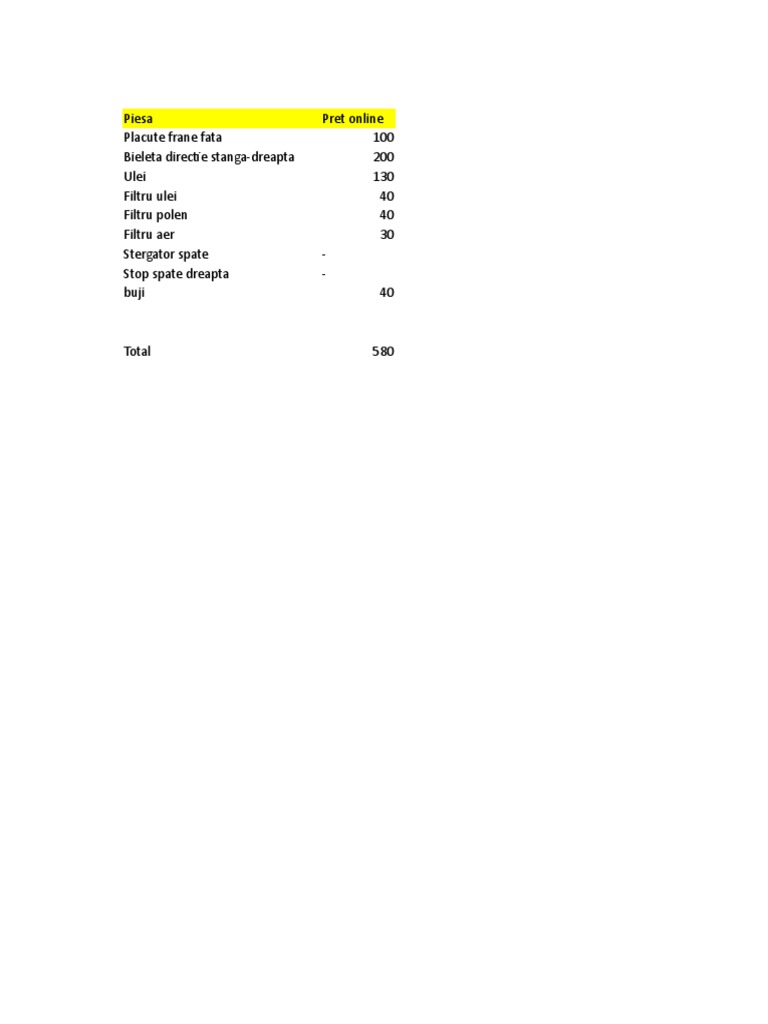 Piese Masina | PDF