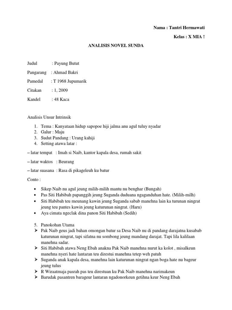Analisis Novel Sunda | PDF