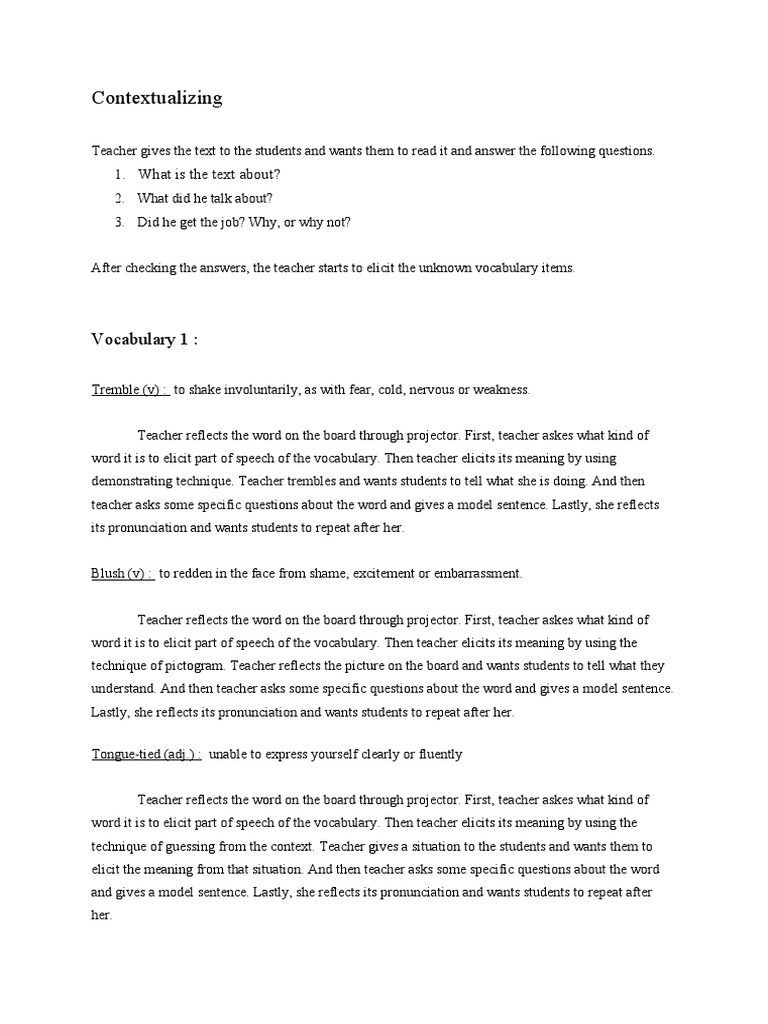 Lesson Plan Contextualizing