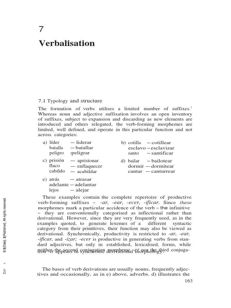 (7 - Verbalisation) | PDF | Morphology (Linguistics) | Verb