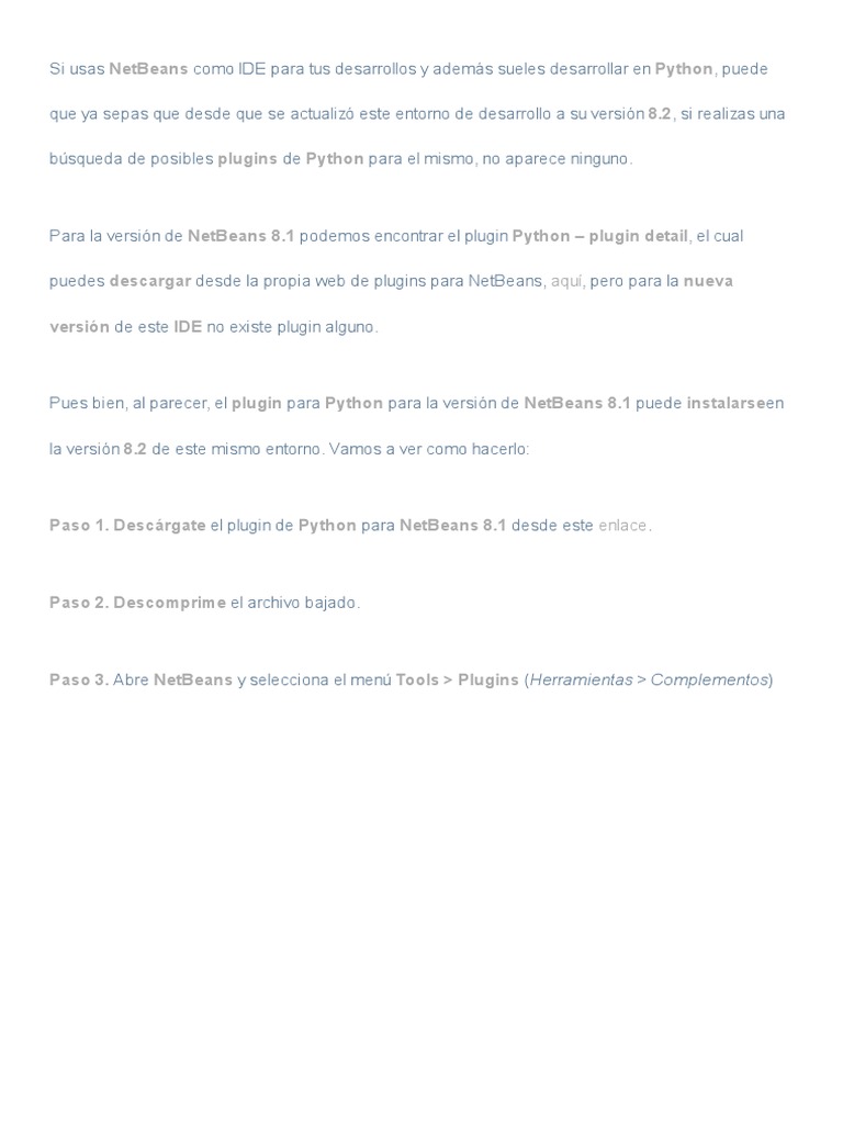 Cómo Instalar El Plugin de Python en NetBeans 8.2 - Professor Falken | PDF