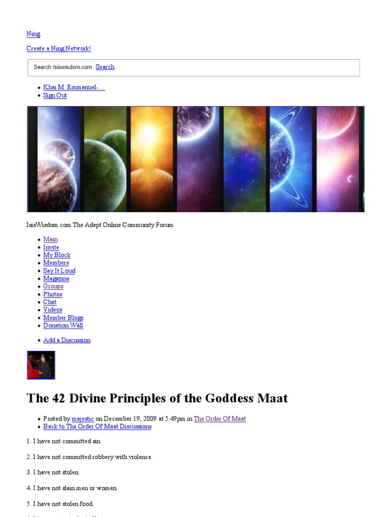 The 42 Divine Principles of Maat | PDF | Ten Commandments | Religion ...