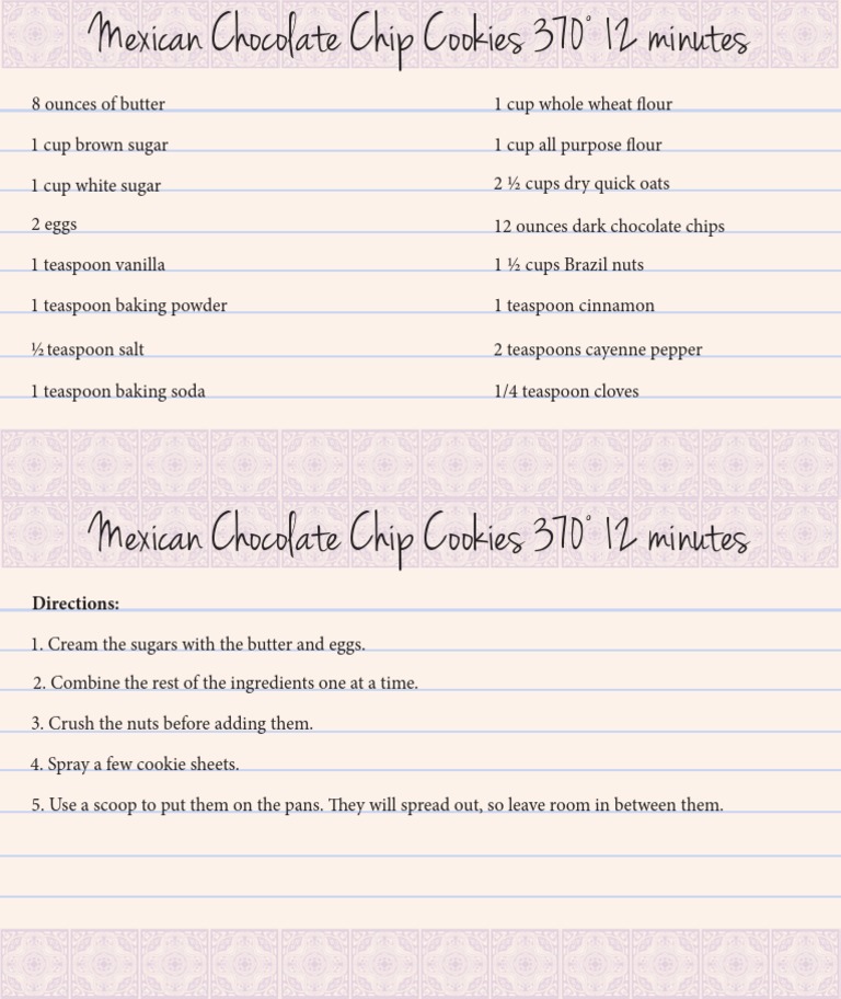 Mexican Chocolate Chip Cookies | PDF | Cooking, Food & Wine