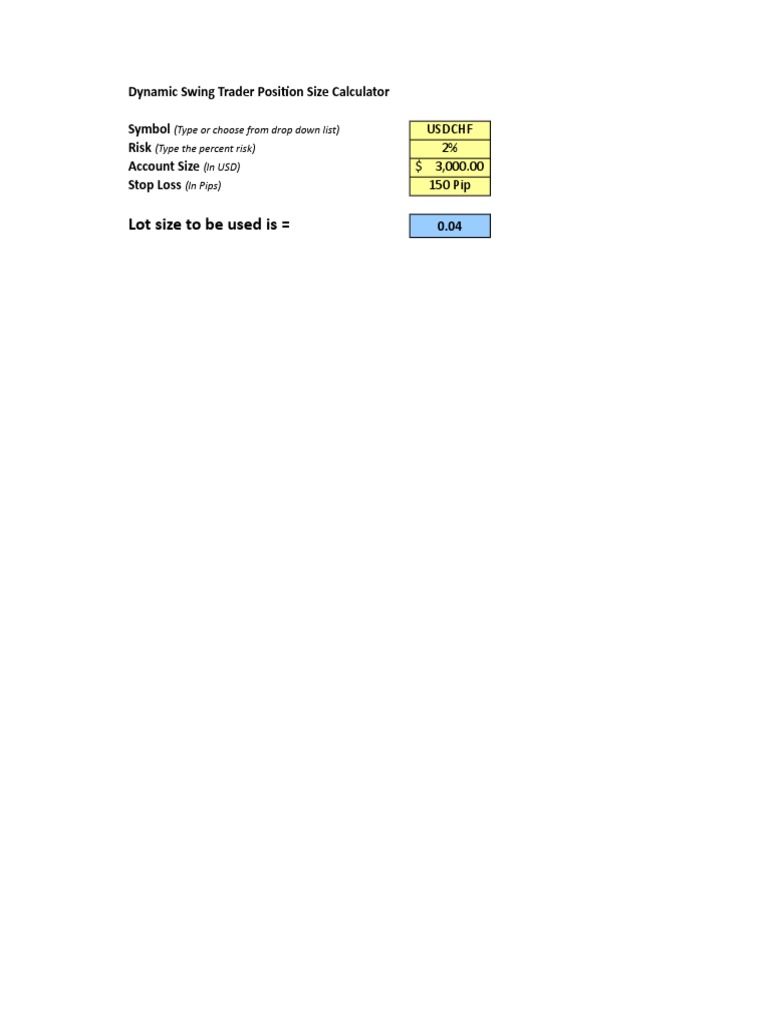 Dynamic Swing Trader Position Size Calculator | PDF | Financial ...