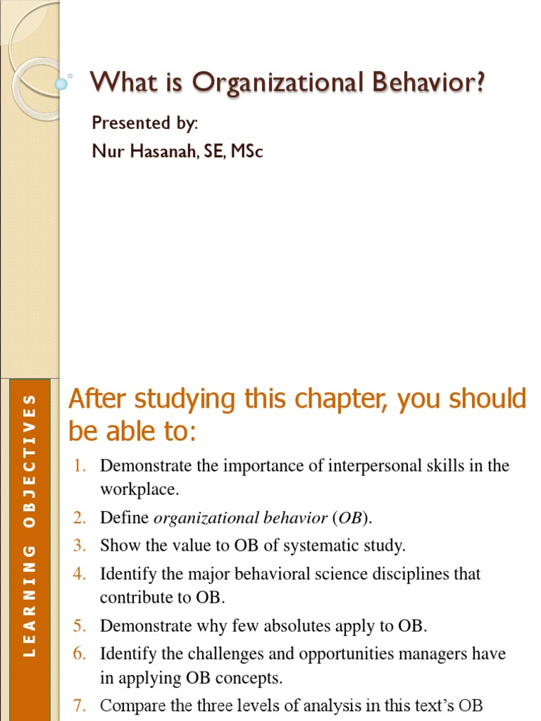 What Is Organizational Behavior?: Presented By: Nur Hasanah, Se, MSC ...
