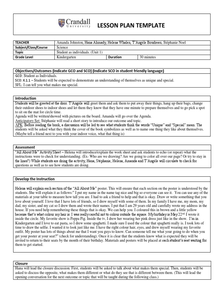 Lesson Plan Template: Objectives/Outcomes (Indicate GCO and SCO ...