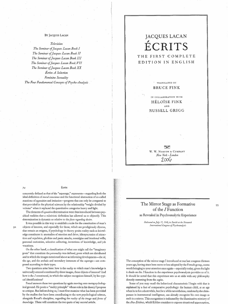 Lacan Mirror Stage PDF | PDF
