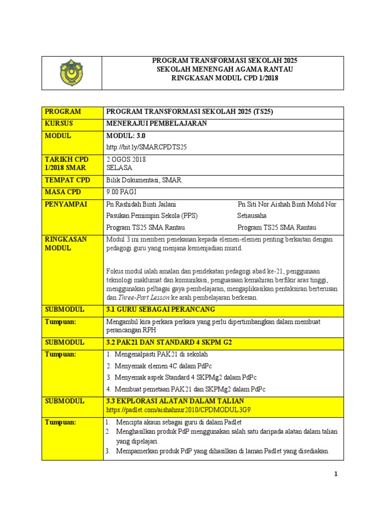 3.1 Modul 3 Kandungan Modul TS25 UTK G9 | PDF